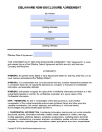 Free Delaware Non-Disclosure Agreement (NDA) Template | PDF | Word