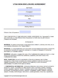 Free Utah Non-Disclosure Agreement (NDA) Template | PDF | Word